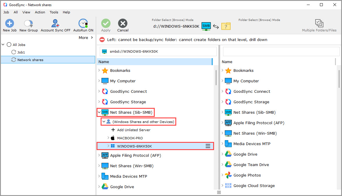 Network Shares Backup/Sync – GoodSync
