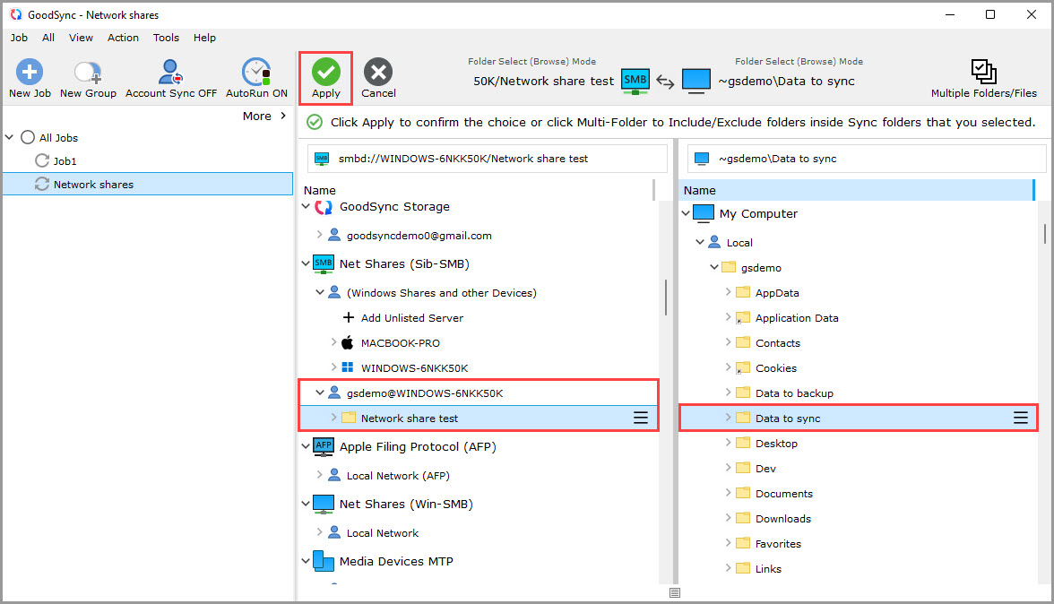 Network Shares Backup/Sync – GoodSync