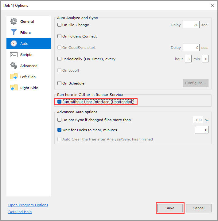 How can I set up my jobs to run whether I'm logged in or not? – GoodSync
