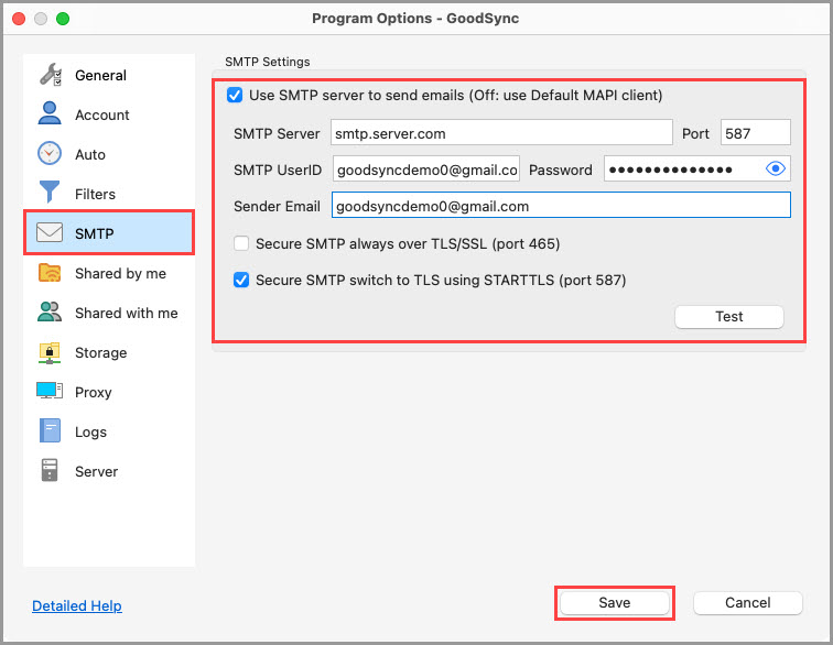 How can I configure my SMTP settings? – GoodSync