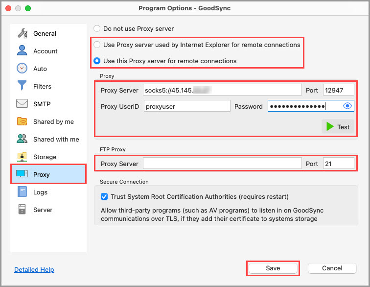 How Can I Configure My Proxy Settings Goodsync