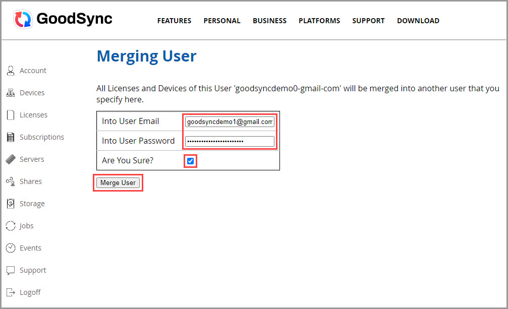How to transfer a license to another GoodSync account – GoodSync