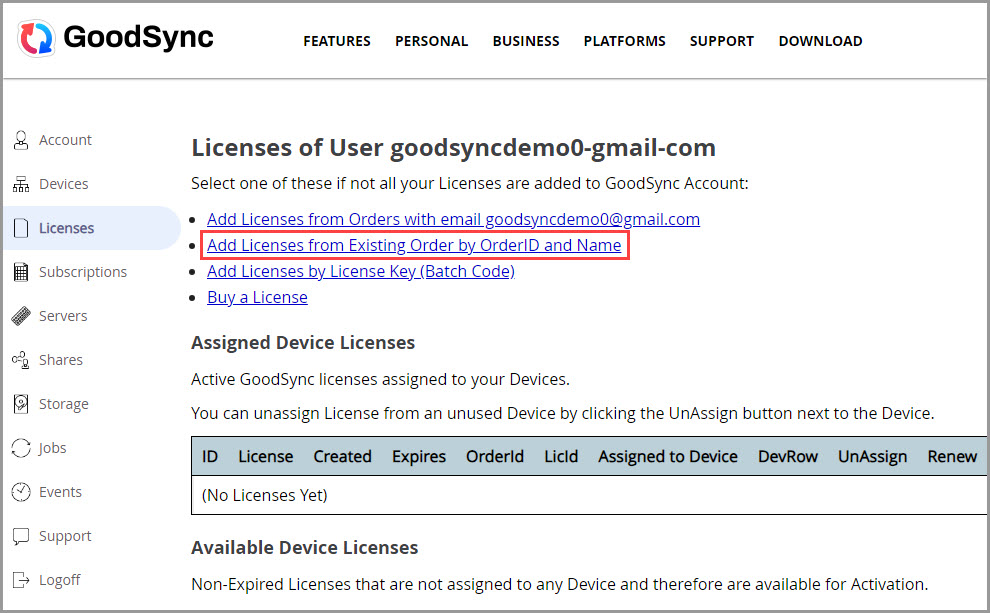 How to transfer a license to another GoodSync account – GoodSync