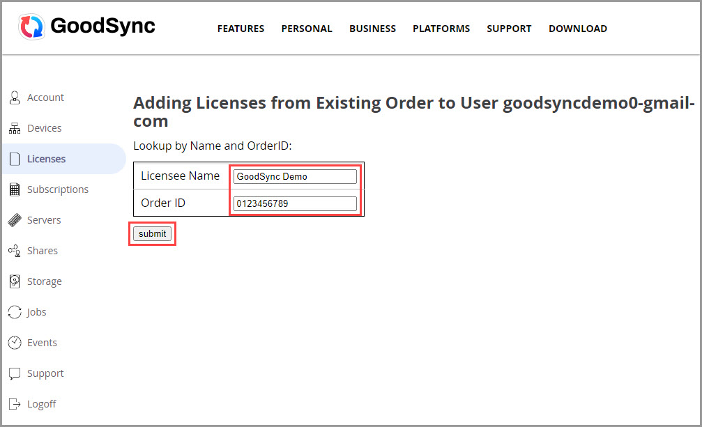How to transfer a license to another GoodSync account – GoodSync