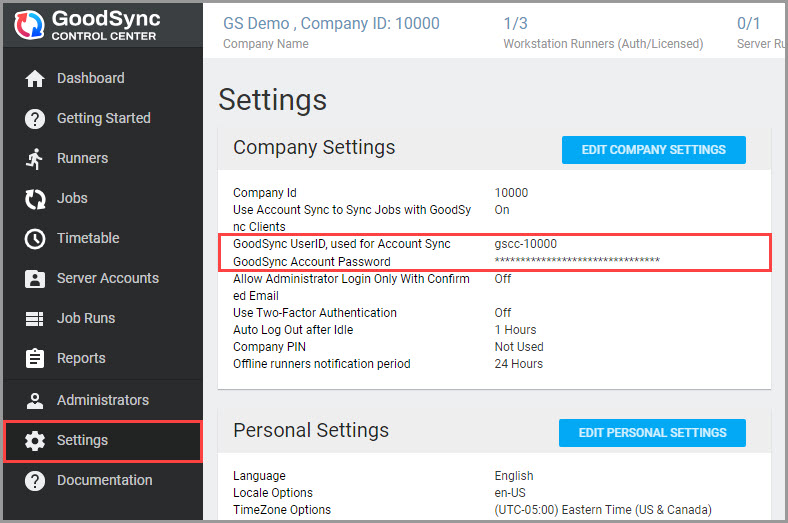 Uploading accounts to Control Center – GoodSync