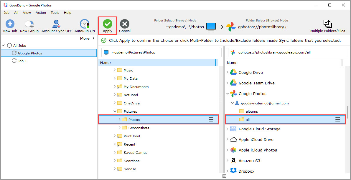 Google Photos Backup/Sync – GoodSync