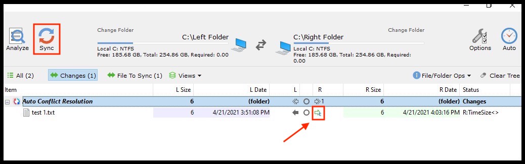 Resolving time-based conflicts – GoodSync